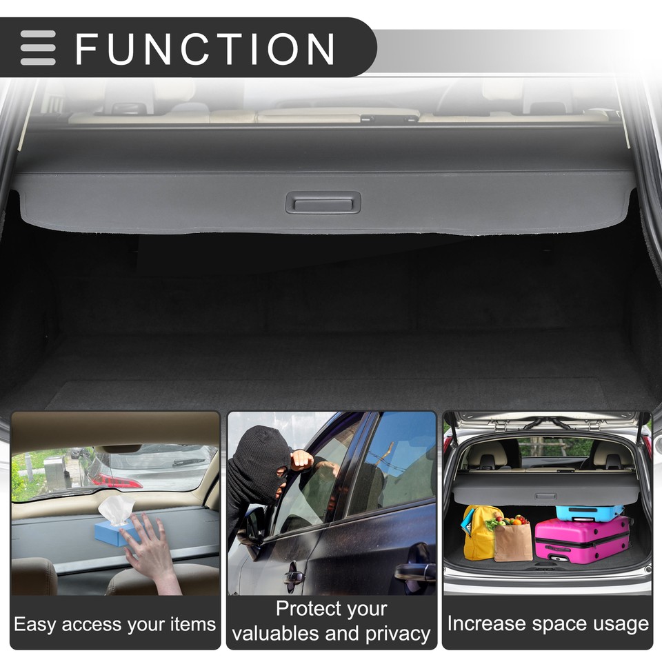 Retractable Cargo Cover for Lincoln MKX 2016-2018 Trunk Parcel Shelf ...