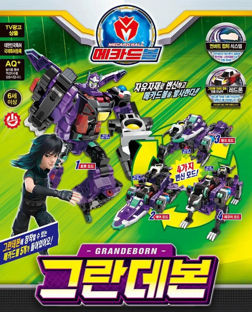 Mecard Ball GRANDEBORN 4 Modes Transforming Robot Air Tank Jaguar Bead ...