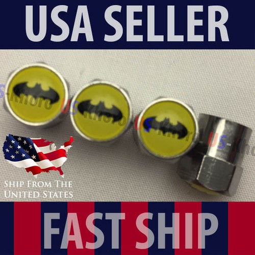 BATMAN Bat Man Rims Logo Valves Stems Caps Chrome Covers Wheels Air Car ...