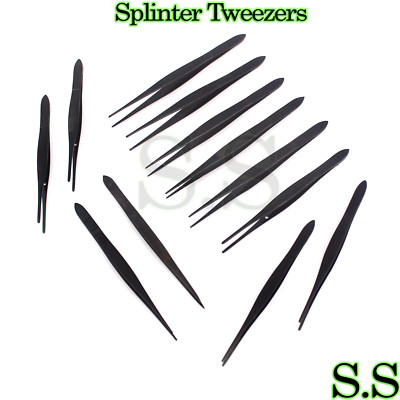 12 Full Black Splinter Surgical Medical Veterinary Nursing Forceps ...
