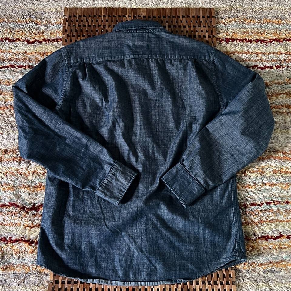 Relwen Dark Indigo Blue Chambray Button Down Work Shirt Men's Size ...