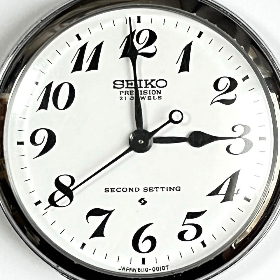 Seiko 6110-0010T Precision Manual Men Pocket Watch White Dial Analog ...