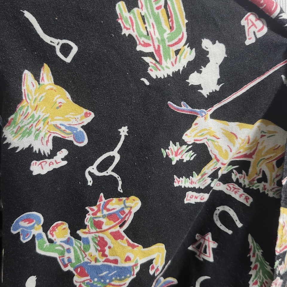Vintage Johnny Cotton Western Cowboy Horseshoe Allover Print Button Up ...
