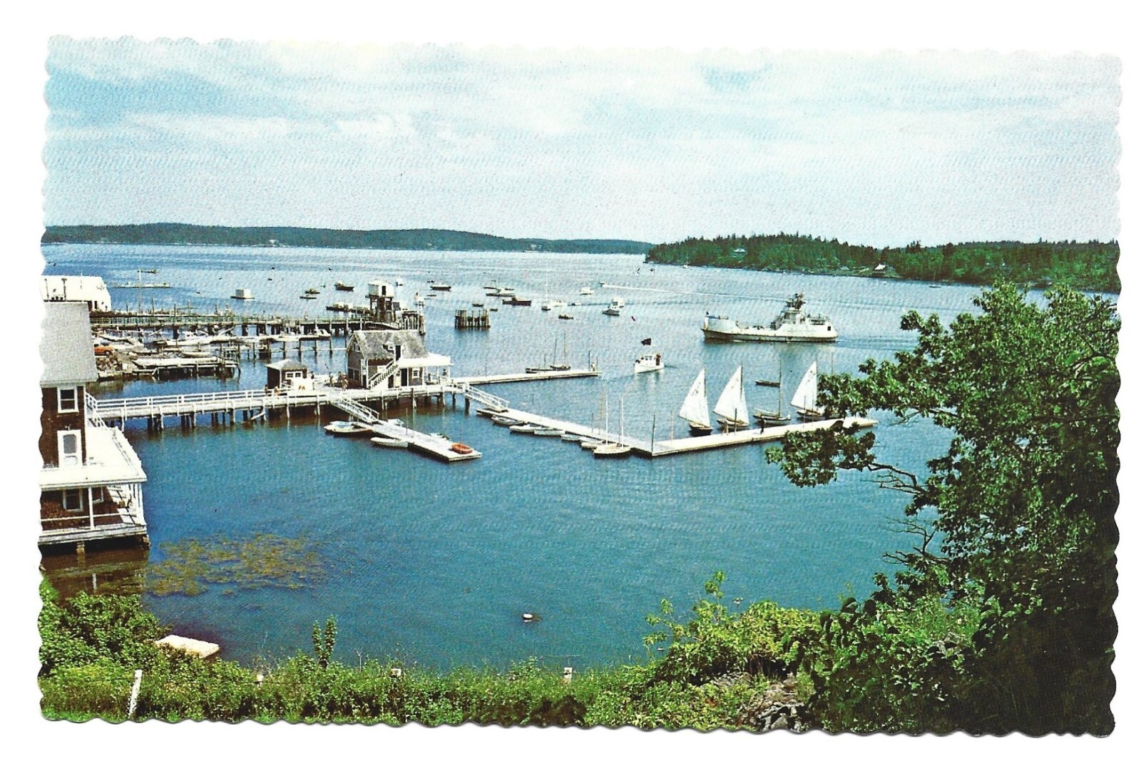 View of Fox Island Thoroughfare North Haven Ferry About to Dock - Old ...