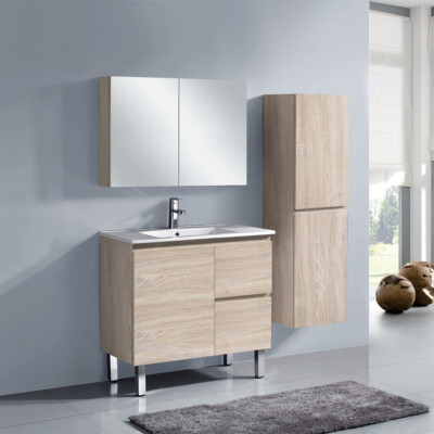 RC-366 600-1500mm White Oak Timber Wood Grain Freestanding Vanity w ...