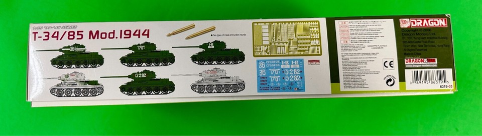 Dragon T-34/85 Mod. 1944 1:35 Scale Kit 6319 '39 - '45 Series Premium ...