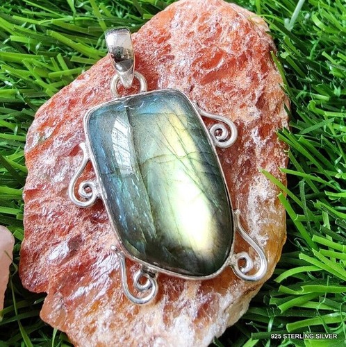 SPECTROLITE LABRADORITE 925 STERLING SILVER DESIGNER HANDMADE PENDANT ...