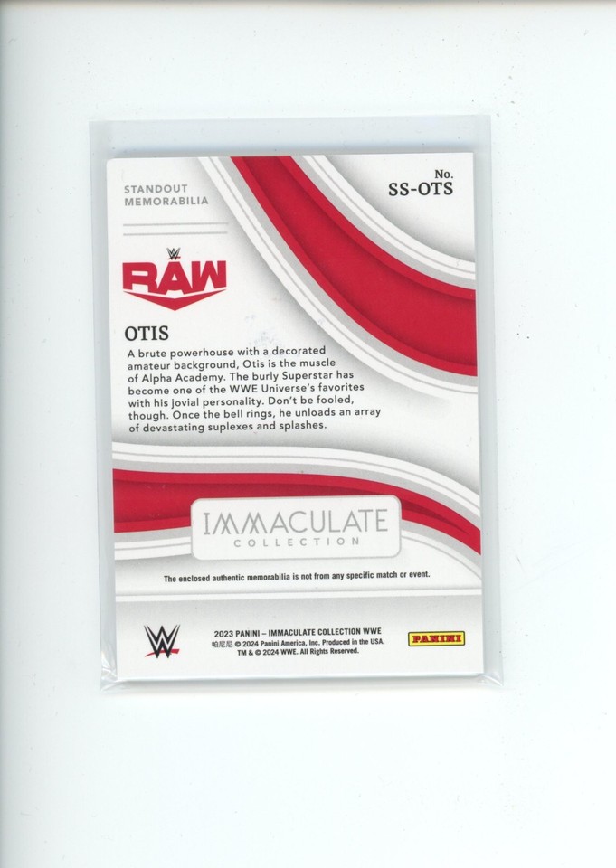 2023 Immaculate WWE Otis #SS-OTS Standout Memorabilia Relic 10/35 | eBay