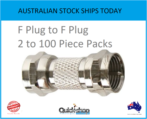 F-Type plug to F-Type Male Line Joiner TV Foxtel Coax Coxial Cable ...