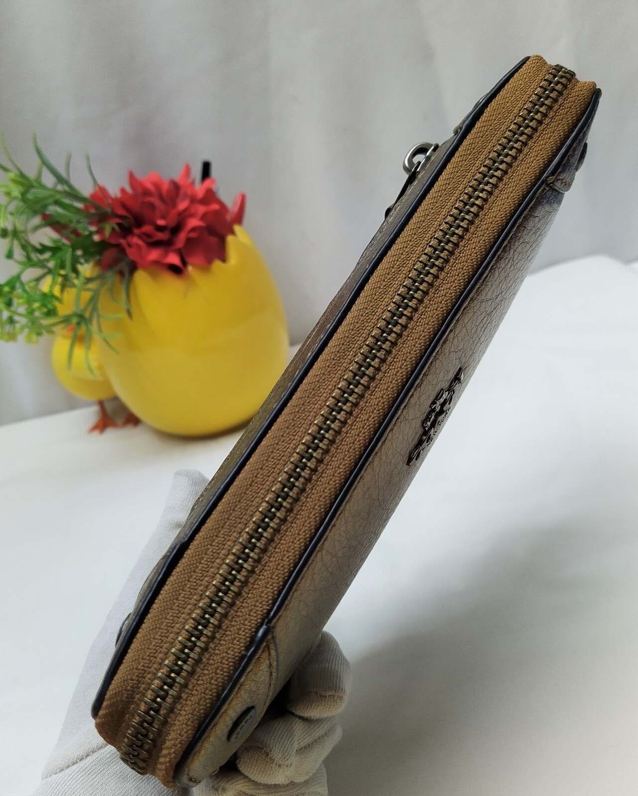 Coach Mercer Metallic Bronze Leather Zip-Around Credi… - Gem