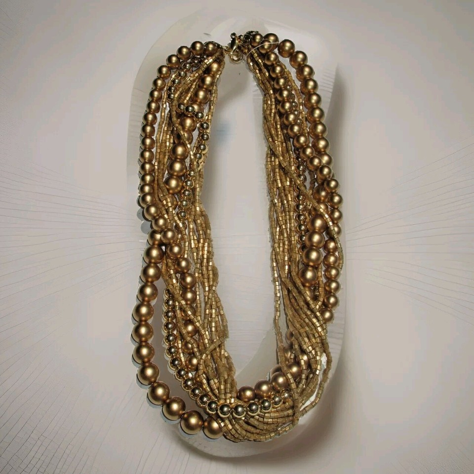 Vtg Icing Multi Strand Gold Faux Pearl Beaded Statement Evening Jewelry ...