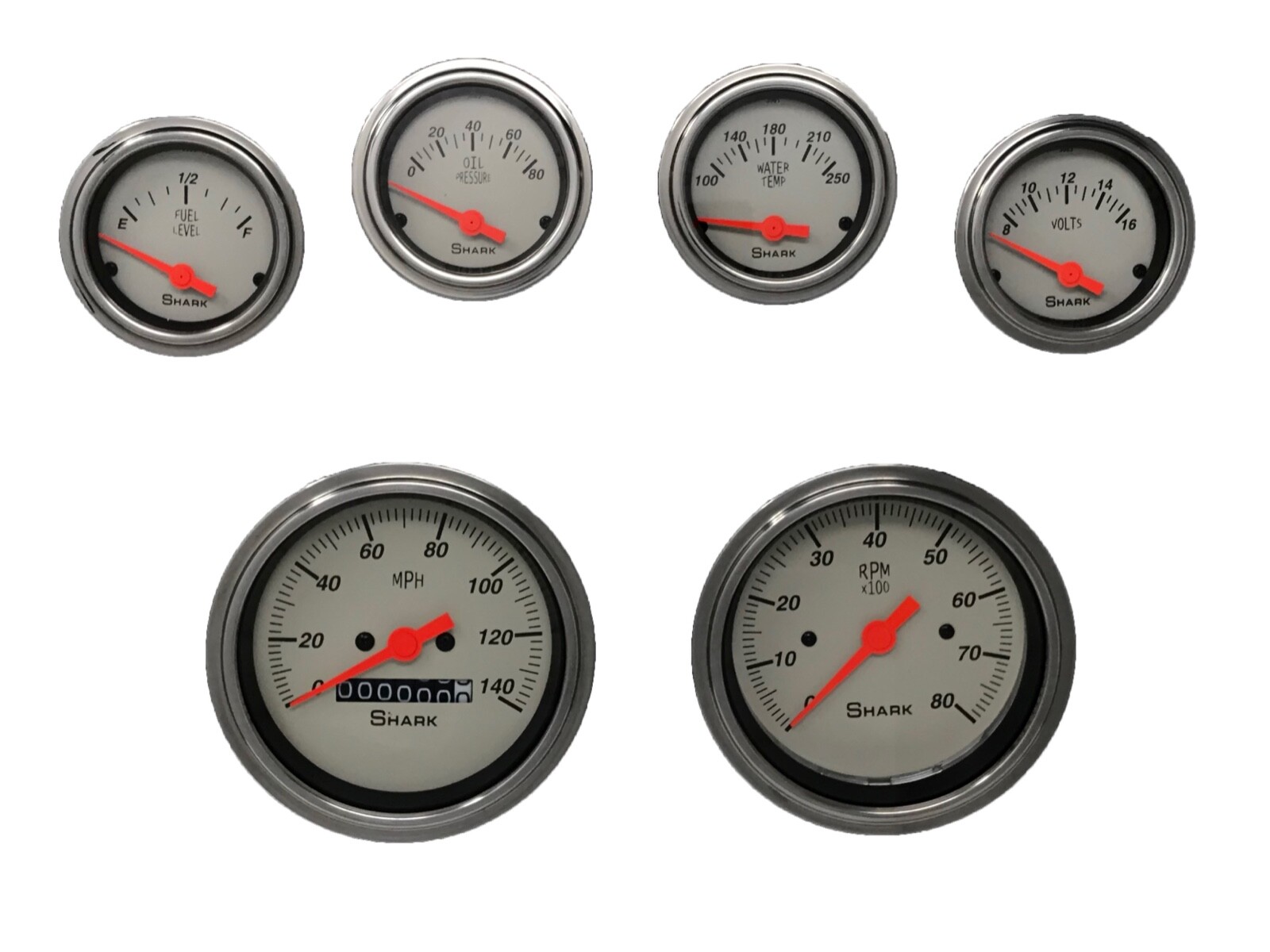 6 Gauge Set Hot Rod Street Rod Universal Dash Mechanical Speedometer ...