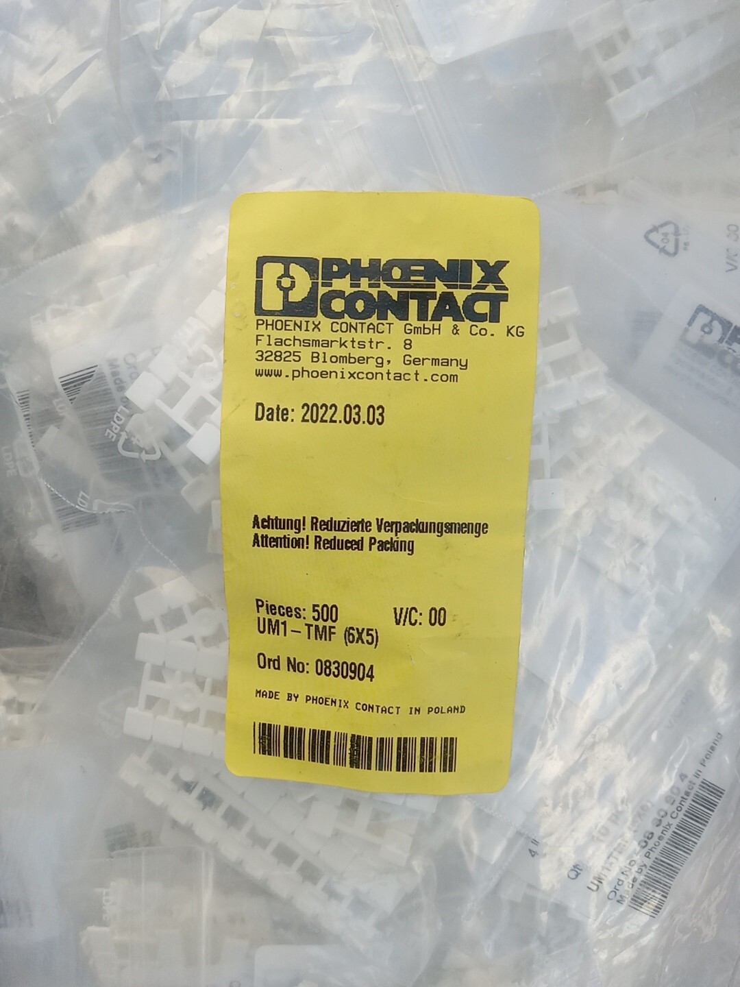 Phoenix Contact UM1-TMF (6×5) White Marker Set for Terminal Block LOT ...
