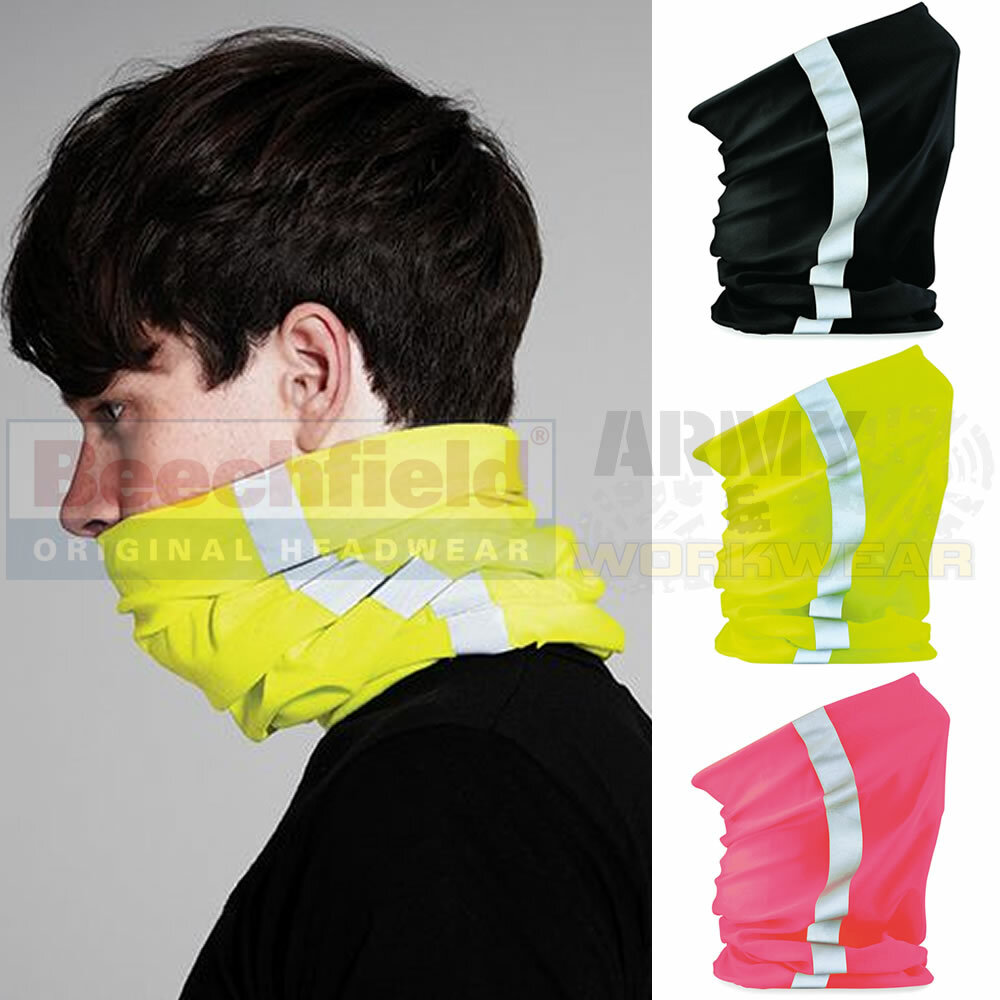 Morf High Viz Warm Winter Snood Running Beechfield Ear Head Hat Ski ...