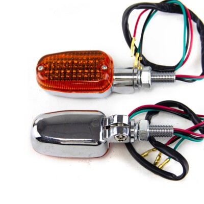 Mini Rectangle Aluminum Turn Signals Lights Dual 12 Volt Polished Amber ...