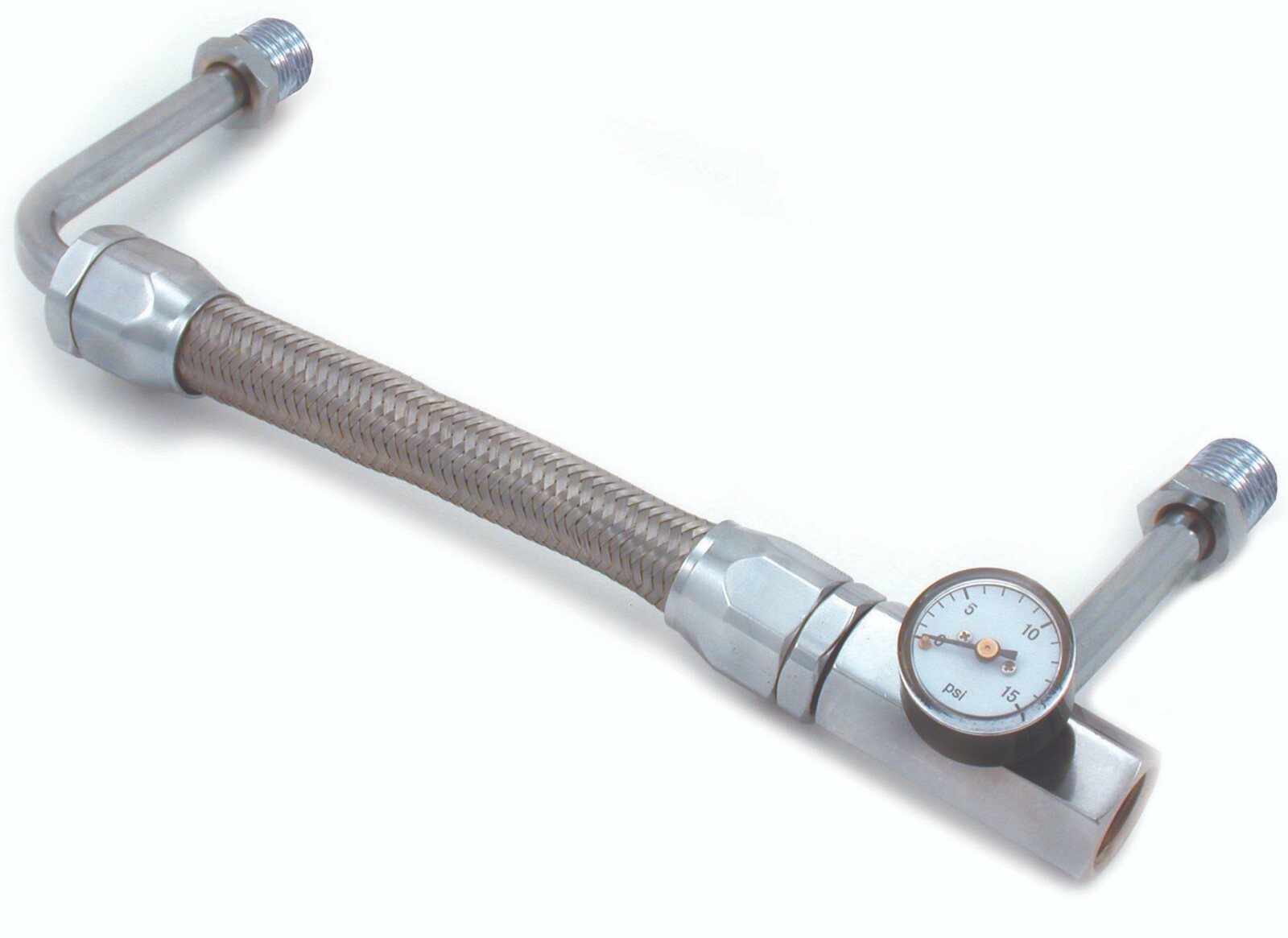 Dual Feed Stainless Fuel Line Chrome fittings adjustable Holley with ...