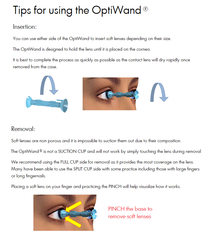 OptiWand 3 Pack Soft Contact Lens Insertion Removal Tool. Eye Lens ...