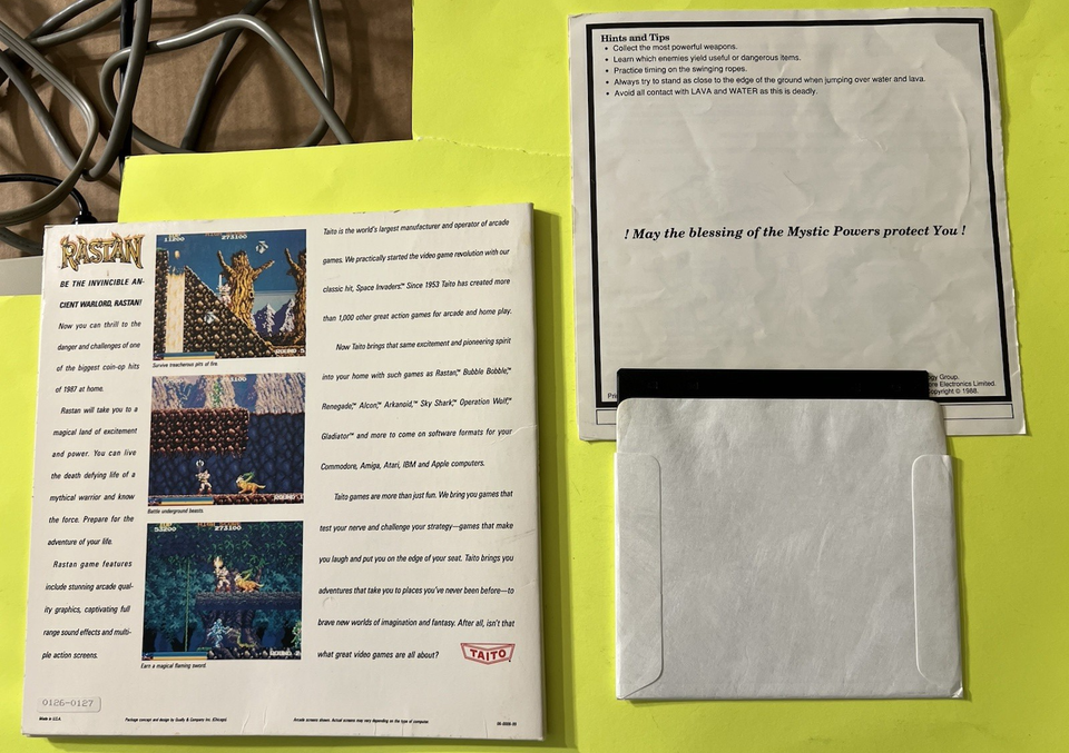 VINTAGE RASTAN COMMODORE 64/128 GAME TAITO - Complete - Tested - Works ...