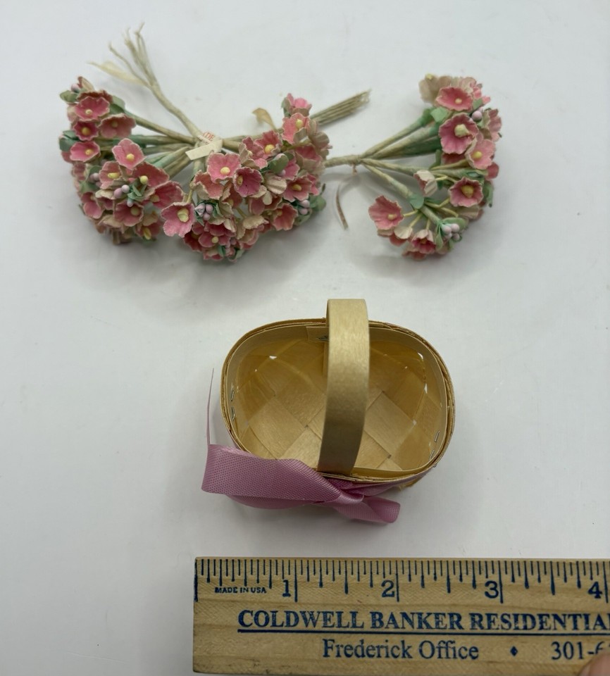 Vintage Millinery PINK Flower Lot Forget Me Not Floral 3 Bunches Dolls ...