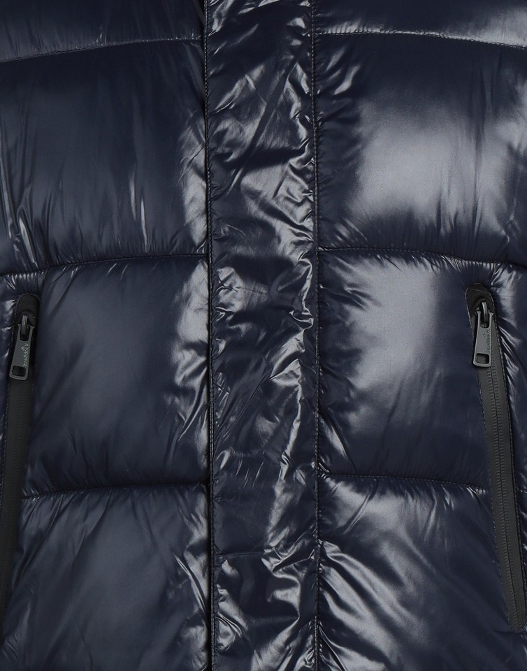 RRP€280 BRADDOCK Techno Fabric Quilted Jacket Size L Blue Logo Hooded ...