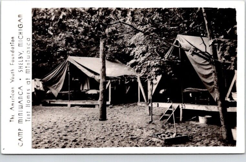 SHELBY, MICHIGAN RPPC POSTCARD Camp Miniwanca, Tent Homes at Miniwanca ...