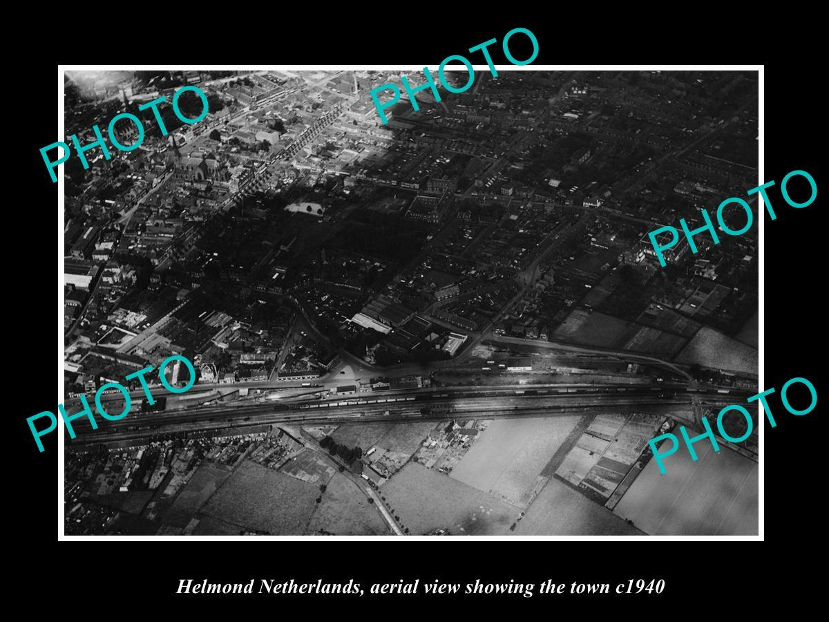 OLD POSTCARD SIZE PHOTO HELMOND NETHERLANDS HOLLAND TOWN AERIAL VIEW ...