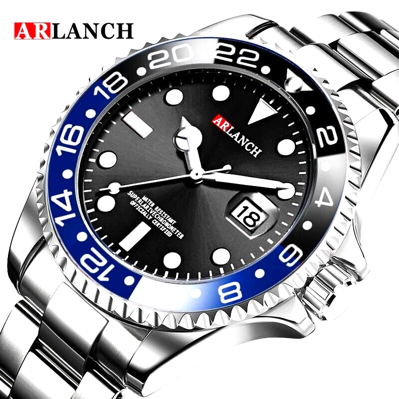 New ARLANCH Mens Diver Watch Stainless Steel Chronograph Sports ...