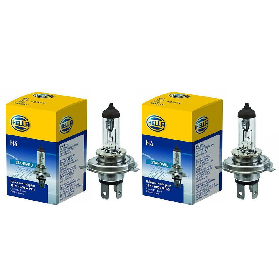 2X Hella H4 Headlight Bulb H4 Halogen 60/55 Watt 3200K Amber White XH ...