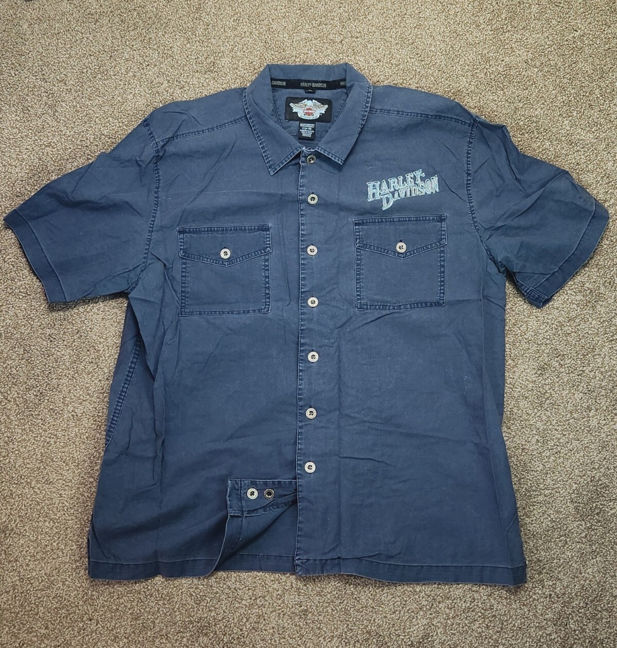 Harley-Davidson HD Motorcycles Blue/Gray Skull Button… - Gem