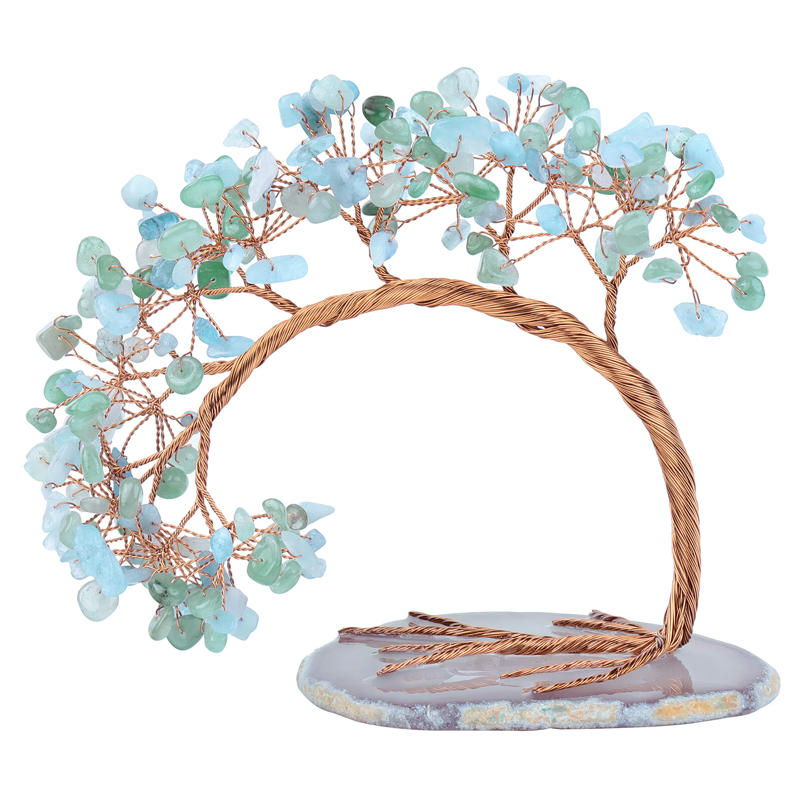 Natural Crystal Stone Money Tree Agate Slice Base Feng Shui Bonsai for ...