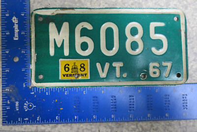 Vermont License Plate Tag 1967 1968 Vt Motorcycle Mc M6085 (AYCF) | eBay