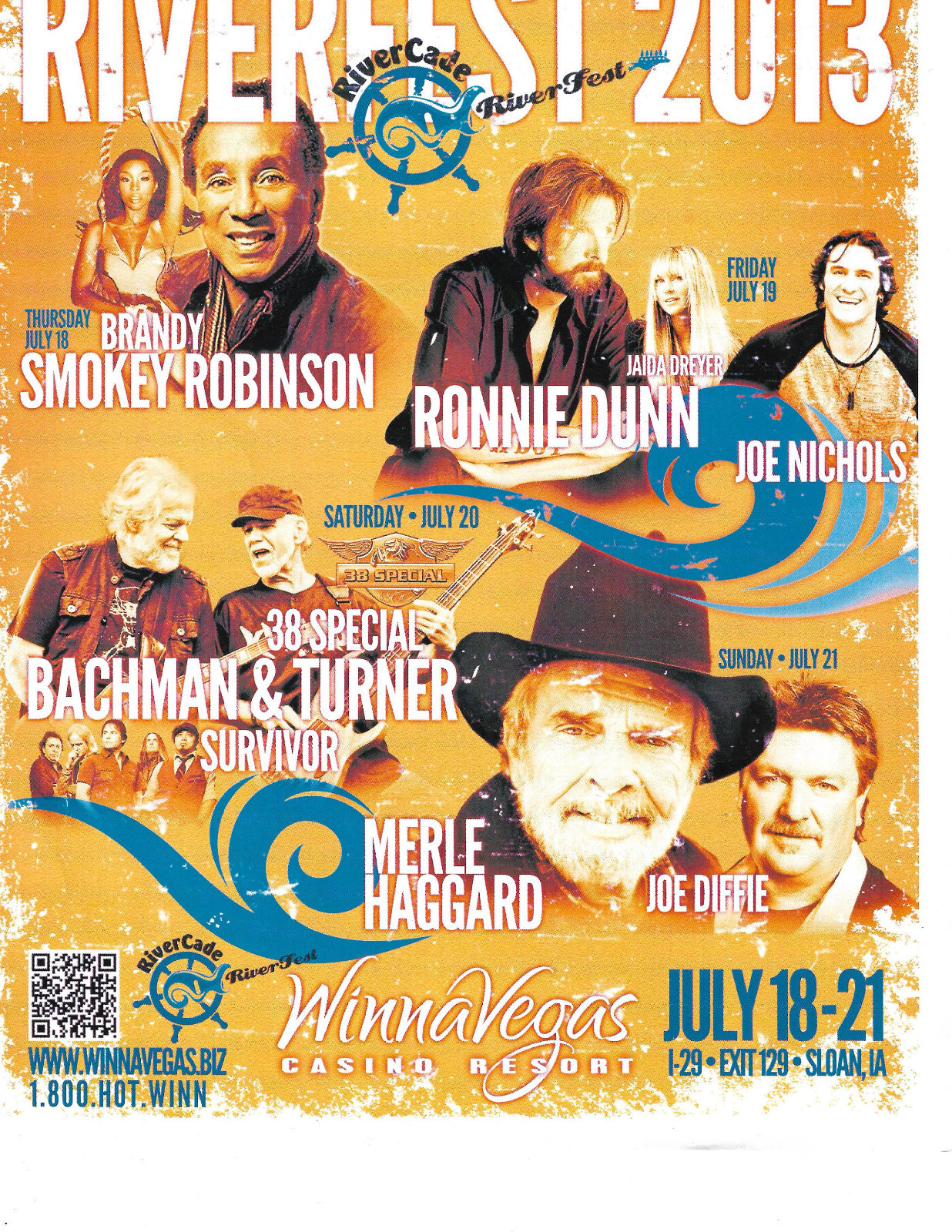 Survivor,BTO,38Special,BrandySmokey Robinson,Merle Haggart,RiverFest ...