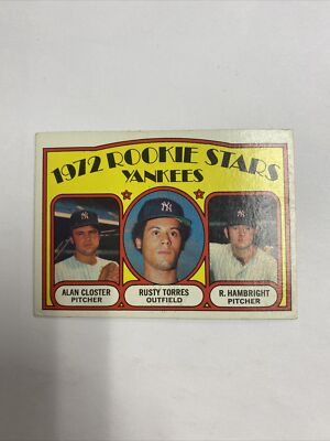 1972 Topps Alan Closter/Rusty Torres/Hambright New York Yankees Rookie ...