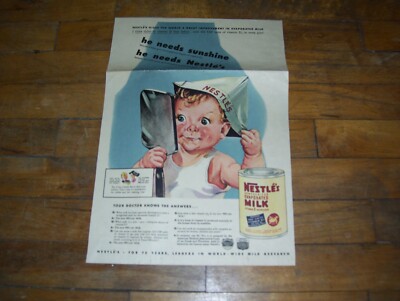 Nestle's Evaporated Milk Nestle's Child with Hat Doctor Says 1945 print ...