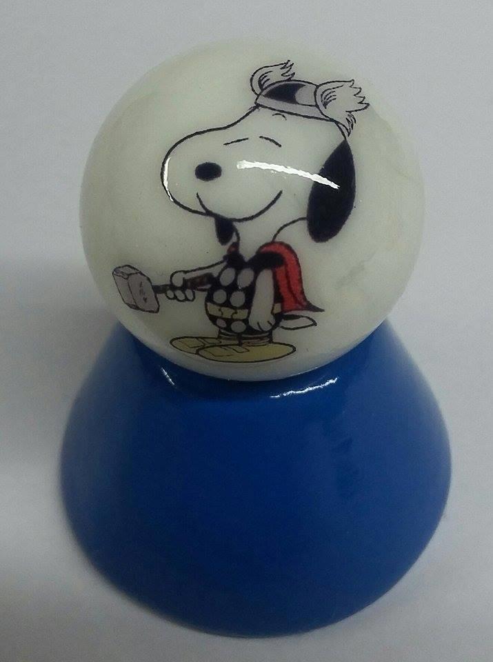 Super Nice Superhero Snoopy Collectible Glass 1" Logo Marble With Stand ...