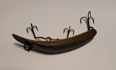 Vintage Helin 6 1/2" Green W/ Gold Scales Wooden Fishing Lure | eBay