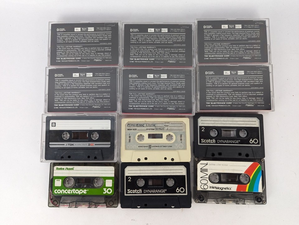 Vintage Tandy TRS-80 Cassette Recorded Tapes Lot 12 - Games, Data, Code ...