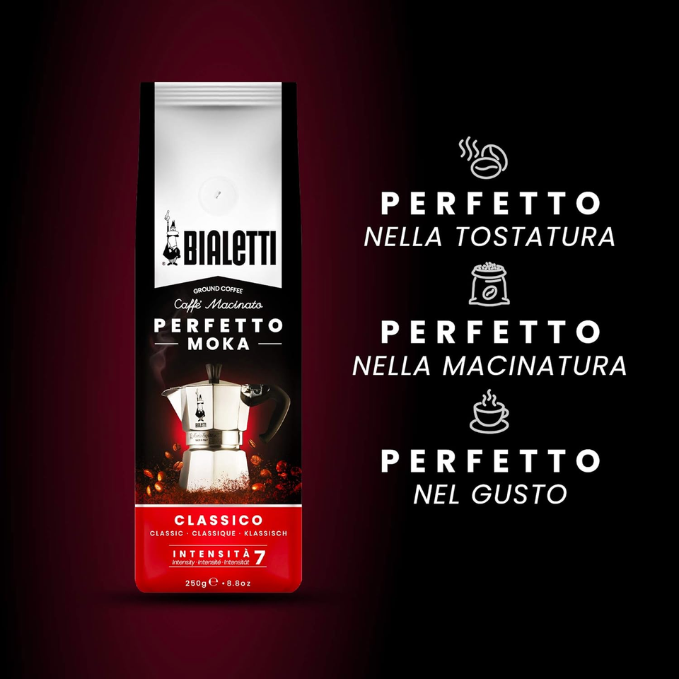 Bialetti Caffe Italian Roasted, 8.8 Oz Espresso Ground Coffee, Classico ...