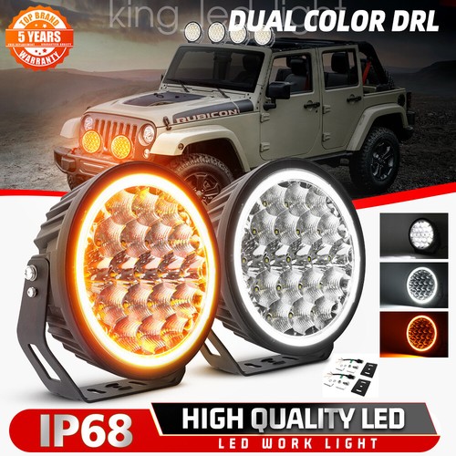 Pair 9inch Round 800W LED Work Lights Offroad ATV UTV 4x4 Work Fog Spot ...