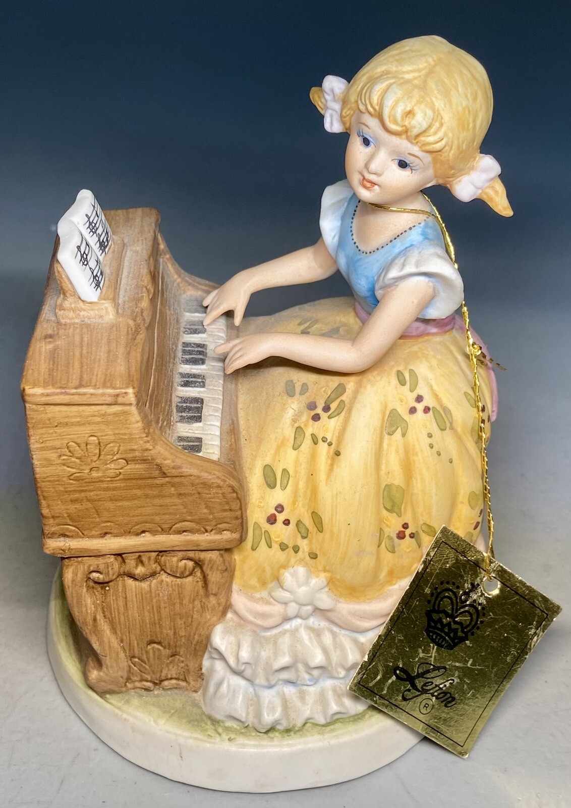 Vintage Lefton Hand Painted Music Box Porcelain Figurine Girl Playing ...