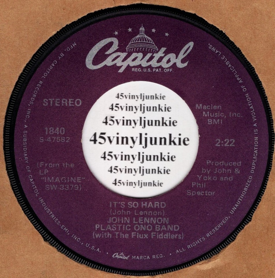 John Lennon 45 rpm "Imagine" on Capitol Records (1980s pressing) | eBay