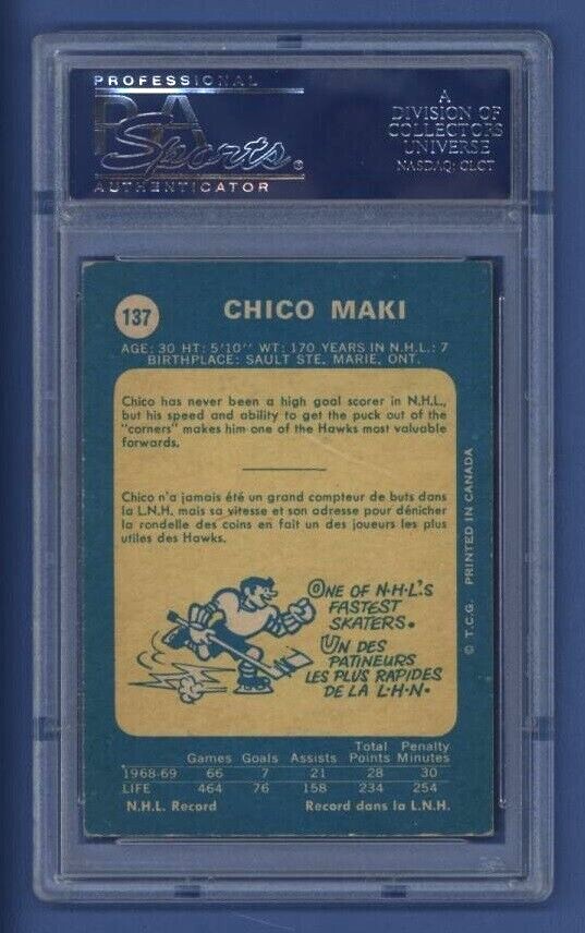 1969-70 OPC #137 CHICO MAKI PSA/DNA Cert. *AUTHENTIC* AUTO Chicago ...