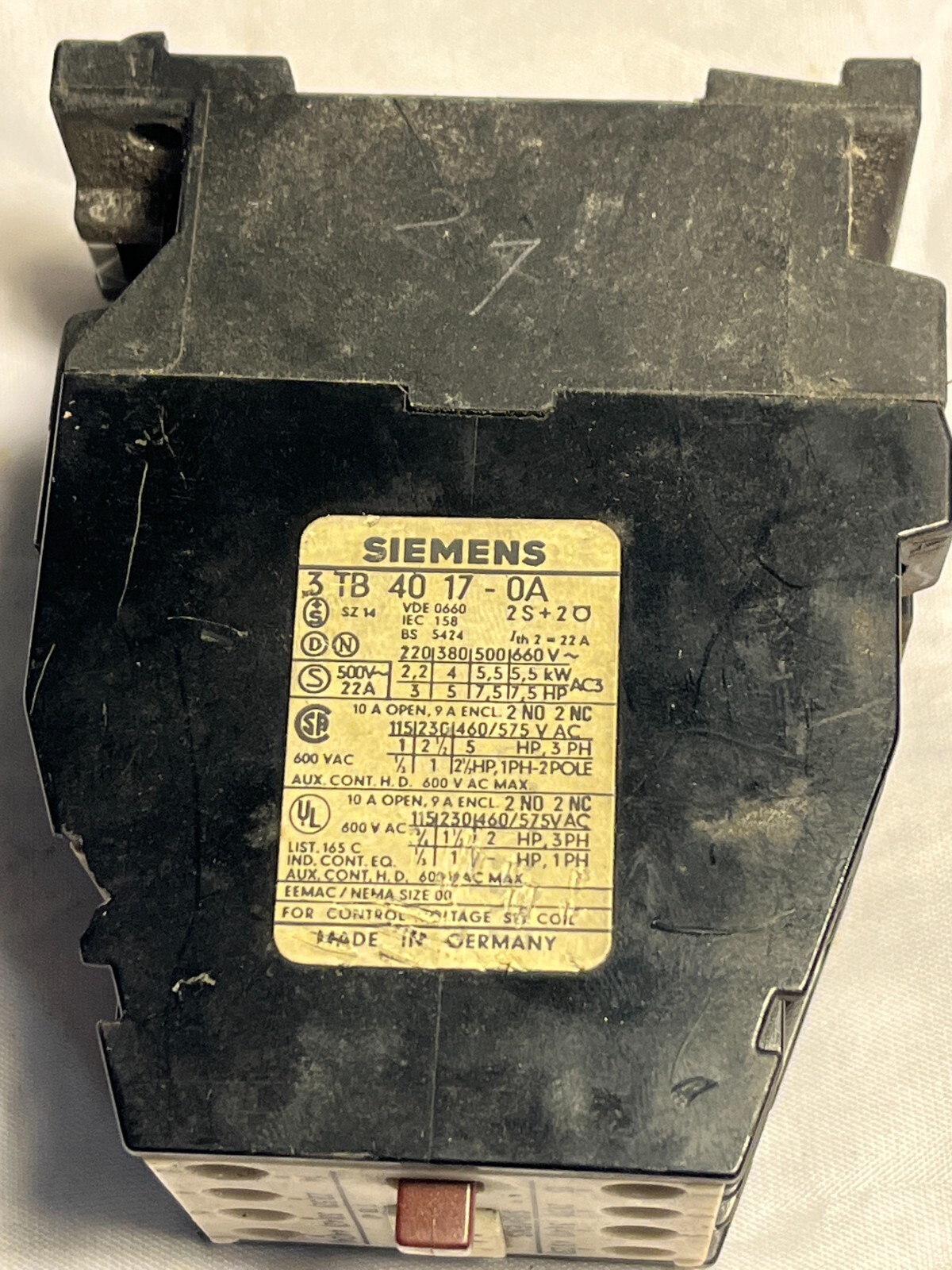 Siemens IEC Motor Contactor 3TB4017-0A | eBay