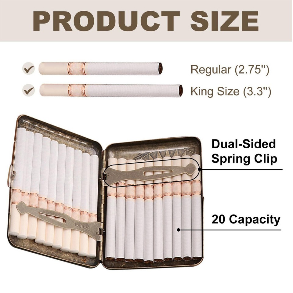 Vintage Metal Cigarette Case Box Tobacco Holder for 20pc King ...