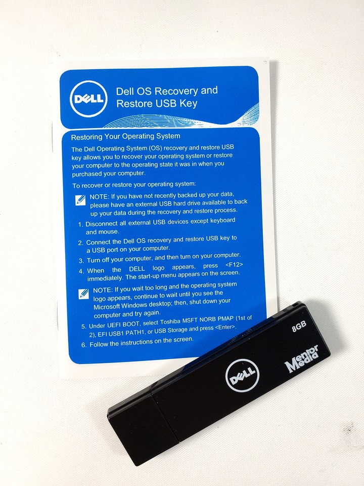 474TV Dell Windows 10 OS Computer Recovery Restore Media USB Stick 8GB ...