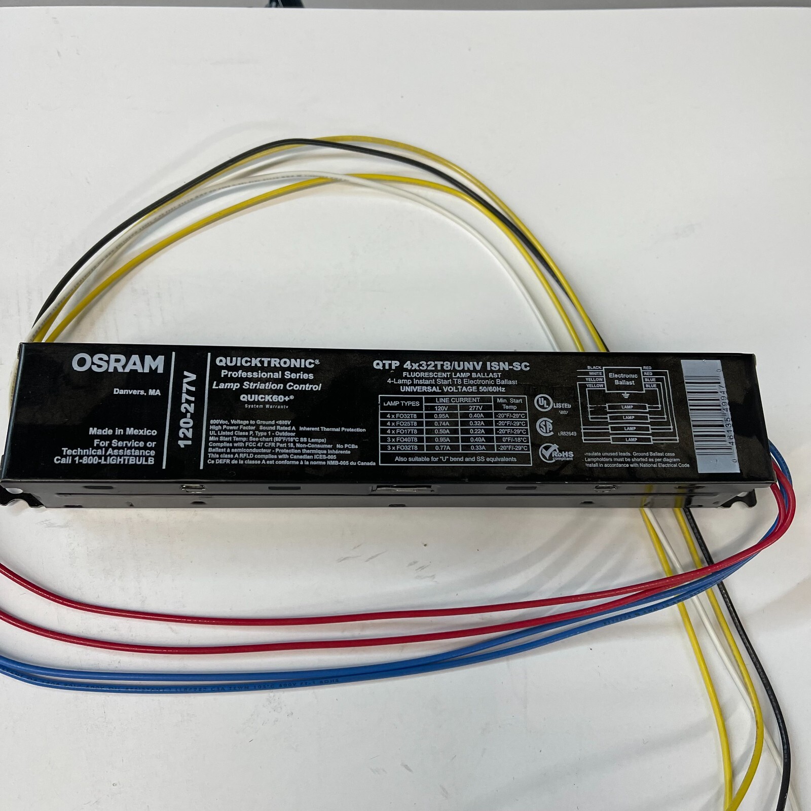 QTP 4x32t8/unv Isn-sc OSRAM Sylvania 4 Lamp Ballast Instant Start Ship ...