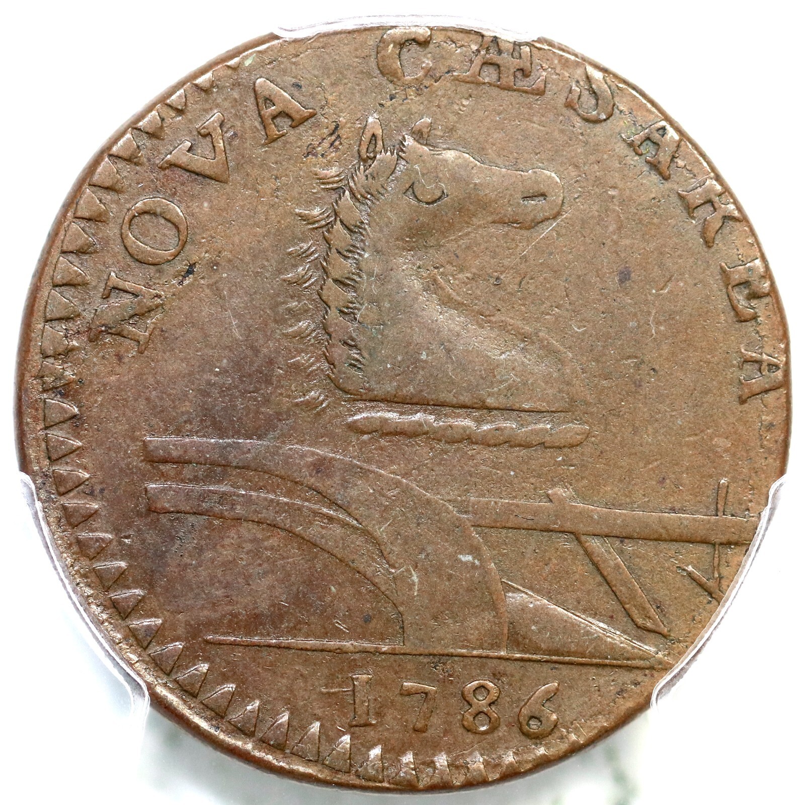 1786 M 14-J R-1 PCGS AU 53 Stegosaurus Head New Jersey Colonial Copper ...