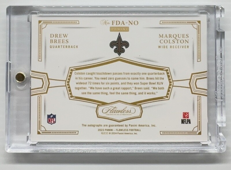 2023 Flawless Drew Brees Marques Colston Ruby Dual Autograph Auto #05/ ...