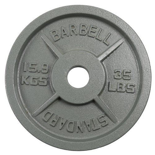 35LB Cast Iron Weight Plates Disc Olympic Barbell Fitness Bar Gym ...
