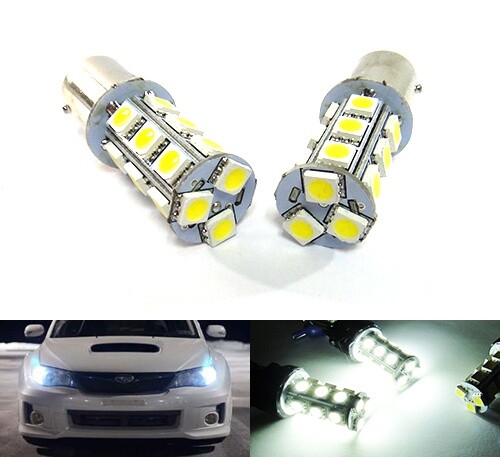 2 White 567 PR21/5W BAW15d 12495 Bulb 18 SMD LED Indicator Tail Stop ...